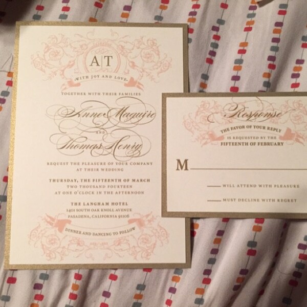 Wedding Invitation Rustic, Mint and Blush Wedding Invitation, Vintage ...