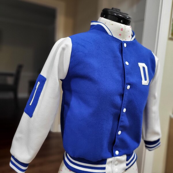 Kids Varsity Jacket Pdf Sewing Pattern, Children Bomber Jacket, Lined ...
