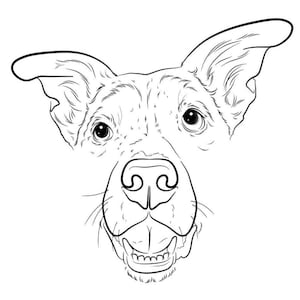 Dog Line Drawing Custom Ear Outline Pet Portrait Ink - Etsy