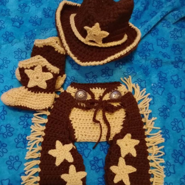 Crochet Baby Cowboy Outfit Pattern, Newborn to 3 Months (PDF Pattern ...