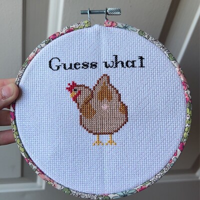 Funny Cross Stitch Pattern, Guess What Chicken Butt, Joke Embroidery ...
