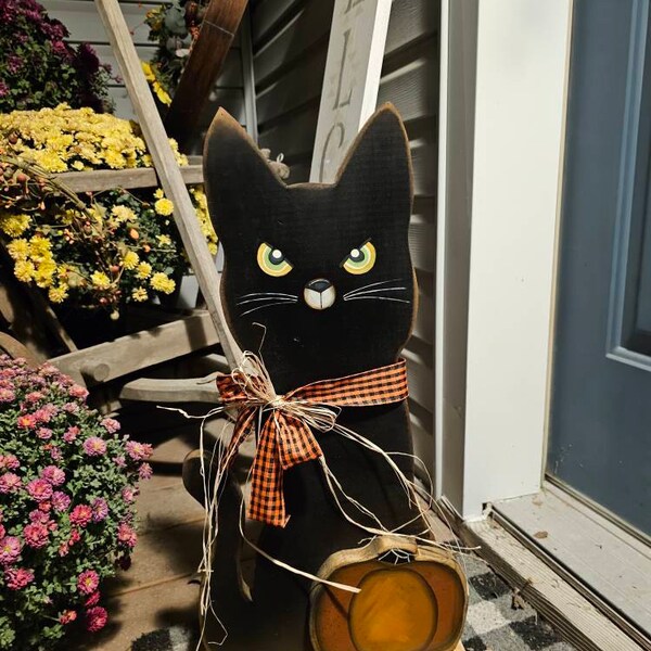 Halloween Prim Cat/22" Tall/ Made PER Order NOT Ready to Ship/primitive ...