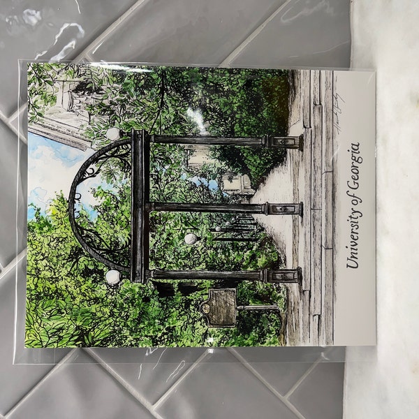 University of Georgia Arch, Athens, Georgia Ink Print on Heavy Fine Art ...