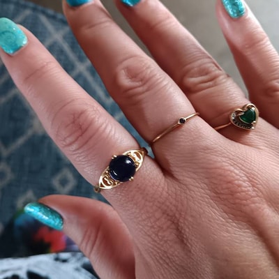 14K Gold Mood Ring, Dainty Ring for Women, Feeling Stone Ring, Colorful ...