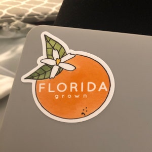 Watercolor Florida Grown Orange Die Cut Sticker - Etsy