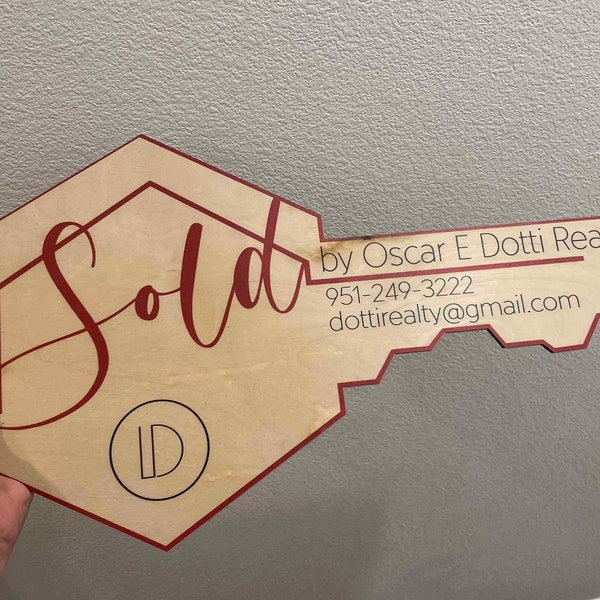 Sold Custom Real Estate Wooden Key Sign, Custom Wood Key Sign, Wooden ...