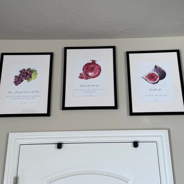 Islamic Wall Art | Set of 5 Watercolor Fruits in the Quran With the ...