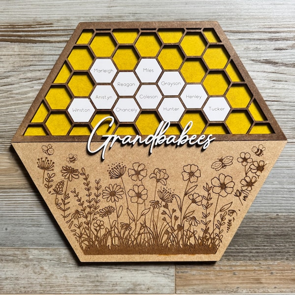 Personalized Bee Hive Family Tree Sign SVG, Grandbabees Sign Svg ...