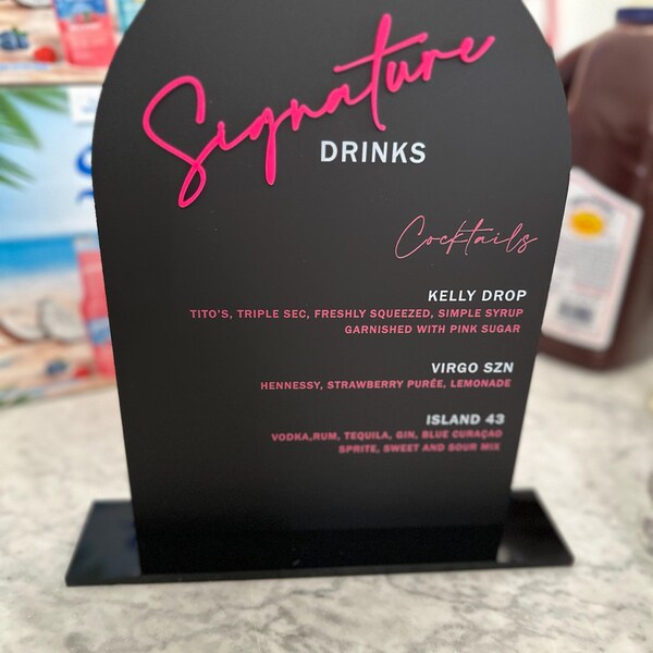 Cocktail Drinks Menu Signage - Printed Drinks Menu "drinks" With Custom ...