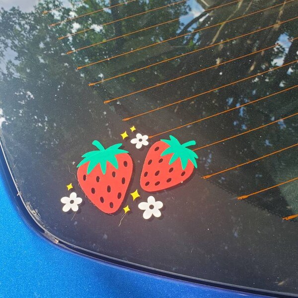 Strawberry Vinyl Decal Strawberry Car Decal Strawberry Daisy Decal ...