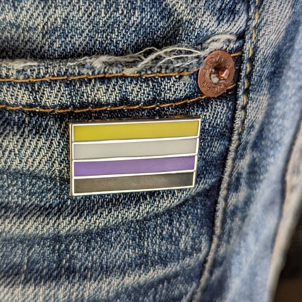 Nonbinary Pride Flag Enamel Pin - Genderqueer, Androgyny, Third Gender ...