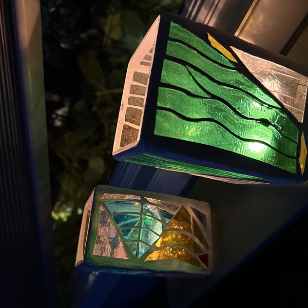 Stained Glass Candleholder,"morning Sunset",candle, 4X4' Square,orange ...