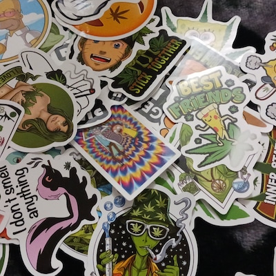 10-200 PCS Vinyl Waterproof Weed Stickers for Adults Cool Funny DIY ...