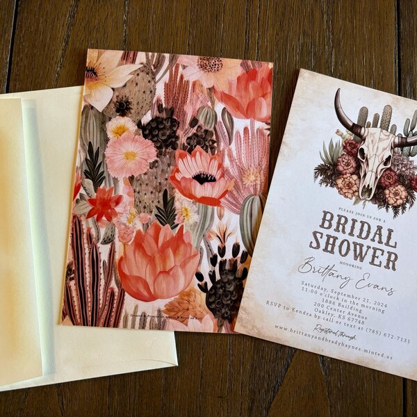 PRINTED Western Bridal Shower Invitation Bohemian Invitations Boho ...