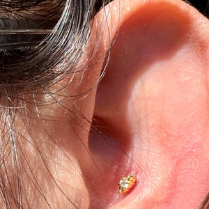 14kt Solid Gold .07 CT Genuine Diamond Cartilage Tragus - Etsy