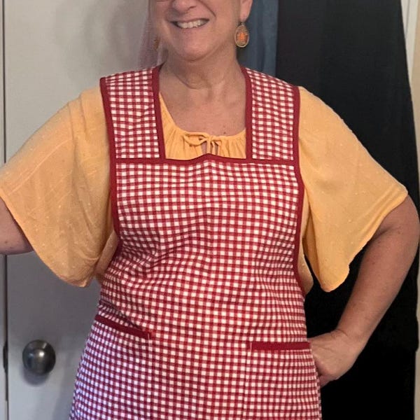 Old Fashioned Grandma Style Red and Green Calico Floral Apron in XL - Etsy