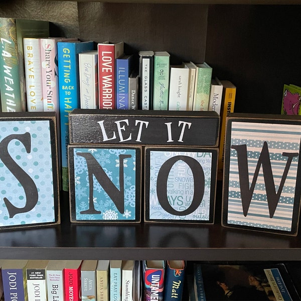 Wood LET IT SNOW Block Set - Wood Sign - Seasonal Winter Home Decor - Etsy