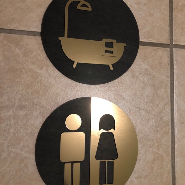 Top Luxury Unisex Toilet Door Sign, WC Sign, Restroom Door Sign, Toilet ...