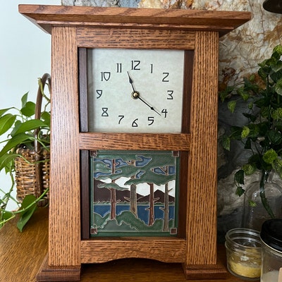 Arts & Crafts Clock With Motawi Art Tile frank Lloyd Write, Mission ...