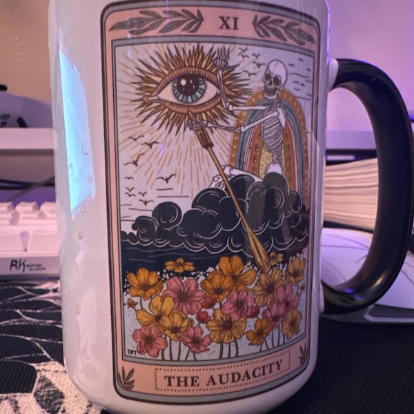 Audacity Tarot Card Mug, Occult Skeleton Tarot Card Coffee Mug, the ...