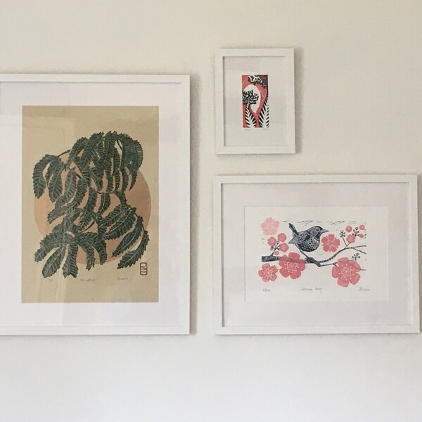 Original Handprinted Linocut Olive Palm Linoprint Abstract Minimal ...