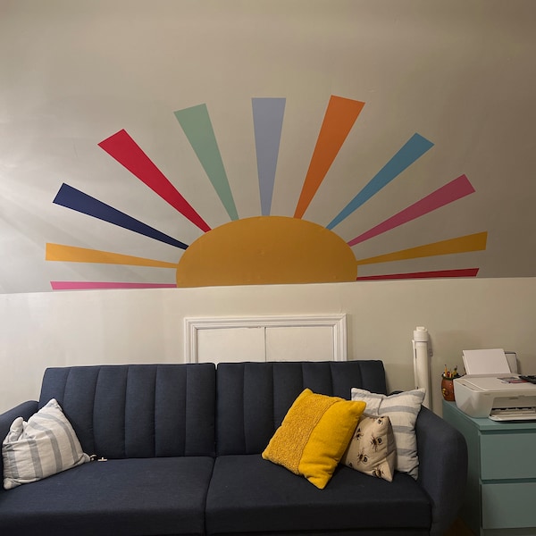 Wall Decal - Sun Retro Art - Wall Mural Sticker - Sunshine Wall Decals ...