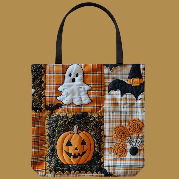 Fall Halloween Patchwork Seamless Digital Paper Fabric Print, Cute ...