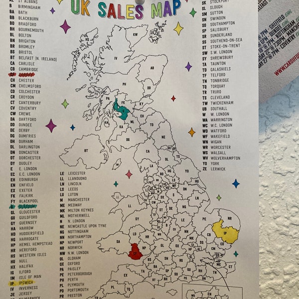 UK Postcode Sales Map DIGITAL DOWNLOAD, Small Business Tracker, Sales ...