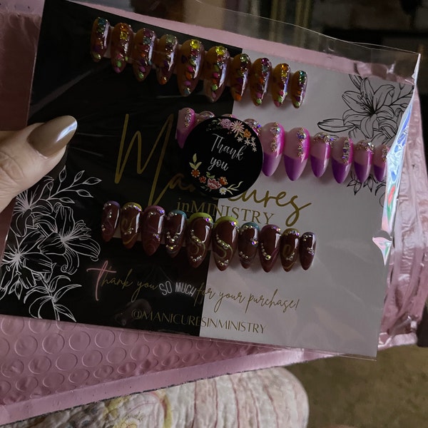 Moss Garden Press on Nails Moss 3D Flower 3D Butterfly Garden Press on ...