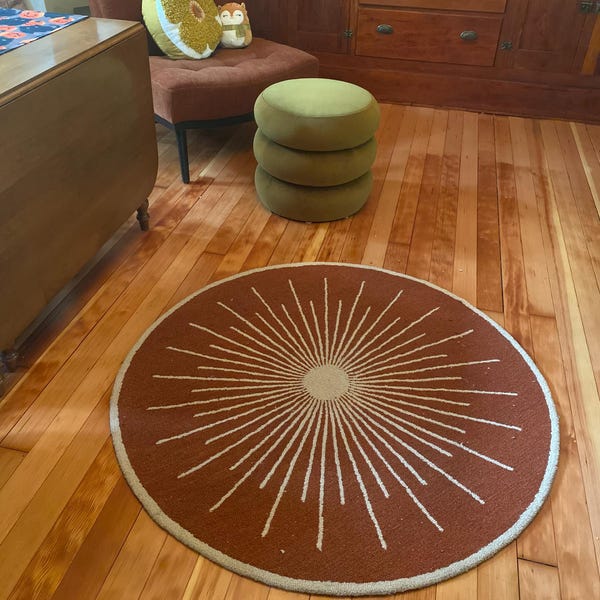 Premium Sun Rug Hand Tufted Orange Light Green Color 100% Wool Area Rug ...