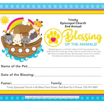Pet Blessing Certificate, Blessing of the Animals Sign, Print ...
