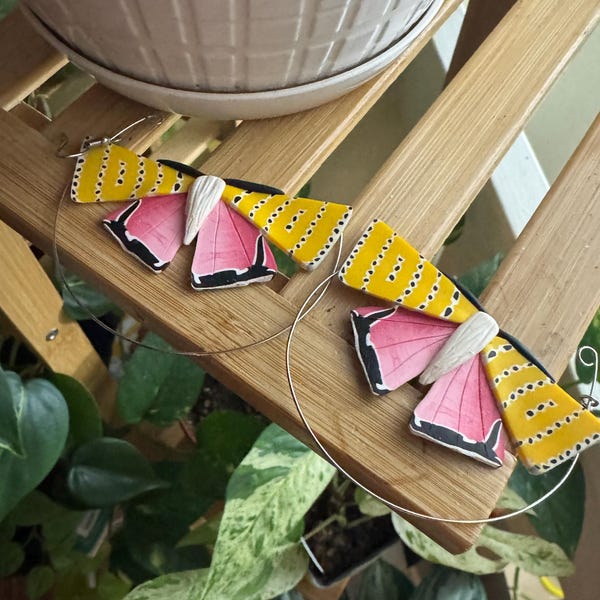 Polymer Clay Japanese Giant Silkworm Moth Earrings, Giant Silk Moth ...