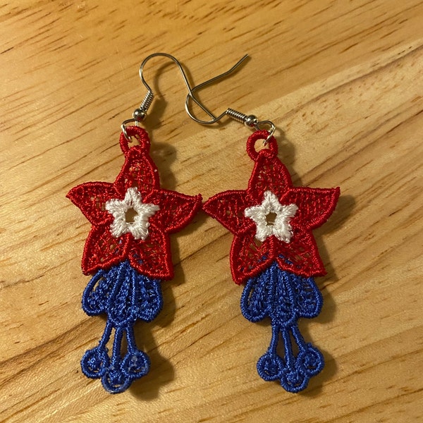 FSL SPRING FLOWER Earrings (2 Inch) (free Standing Lace)- 10 Machine ...