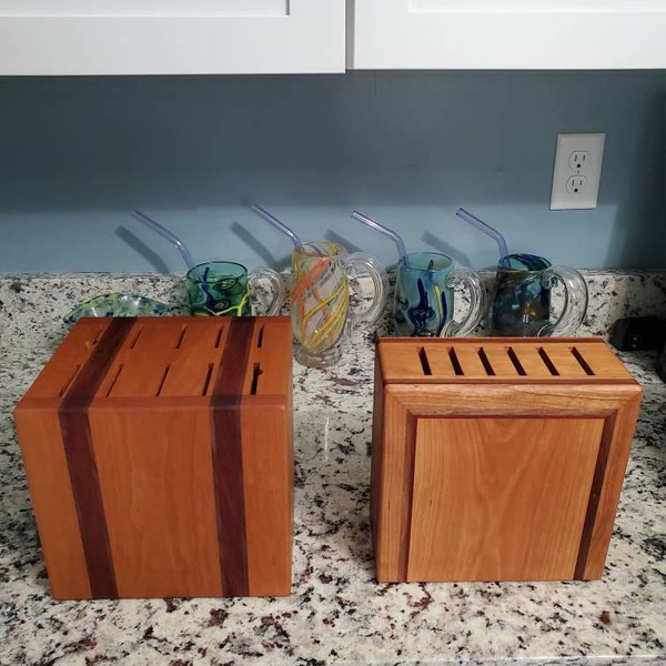 Contemporary Walnut & Maple Knife Block With Contrasting Stripes ...