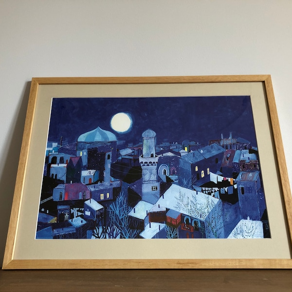 Moonlight Print, Night Print, Blue Print, Blue Wall Decor, Moon Art ...