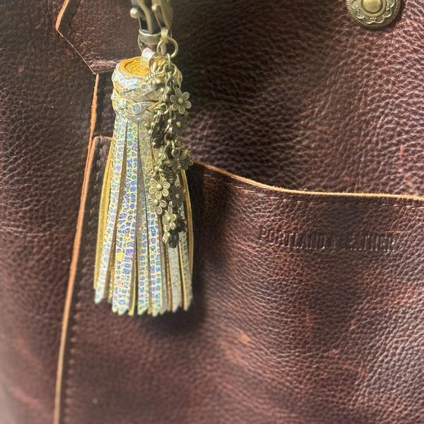 Fall Bag Tassel, Boho Oak Leaf Tassel, Macrame Cord Tassel, Autumn ...