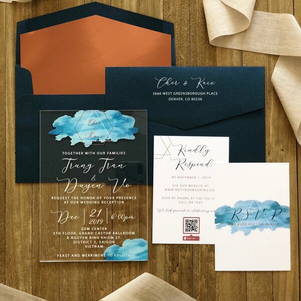 Clear Wedding Invitation. Vinyl Invitation. 5x7. Transparnet ...