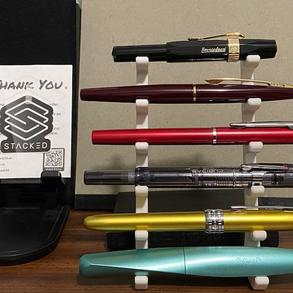 Curved Vertical 5 Fountain Pen Display Stand - 3D Printed Storage for ...