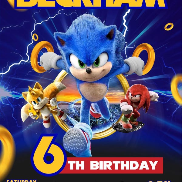 Sonic Editable Birthday Invitation | Hedgehog Party Invitation Template ...