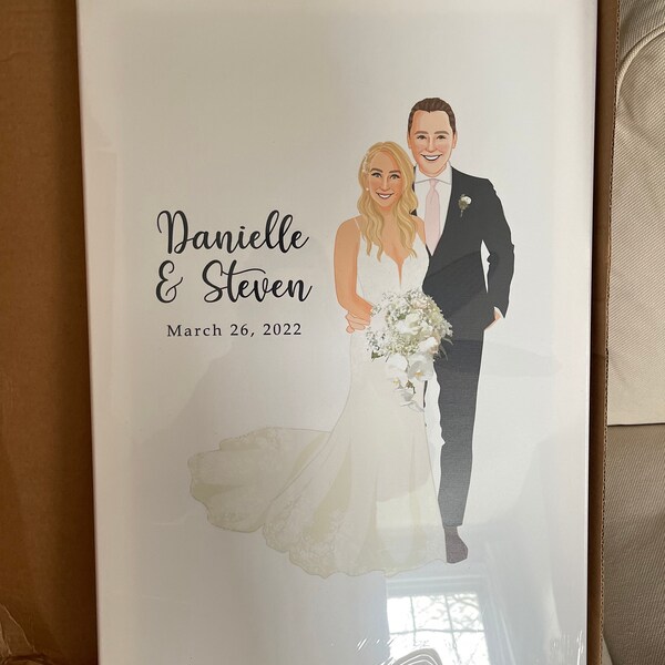 Wedding Guest Book Alternative Canvas Guest Book Illustration Cartoon ...