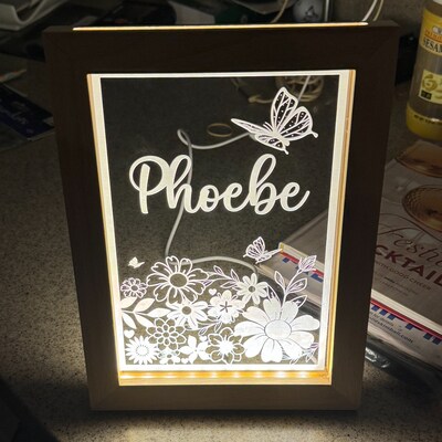 Garden and Floral LED Photo Frame Lamp Personalized Light-up Name Sign ...