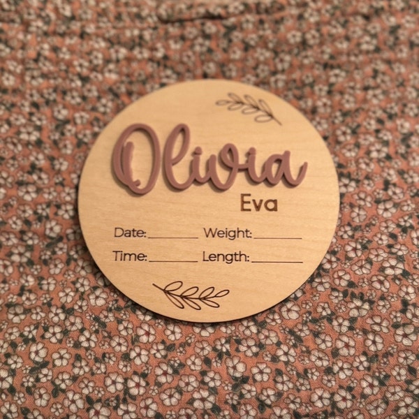 Newborn Birth Disc | Birth Announcement Name Sign | Birth Stats Baby ...