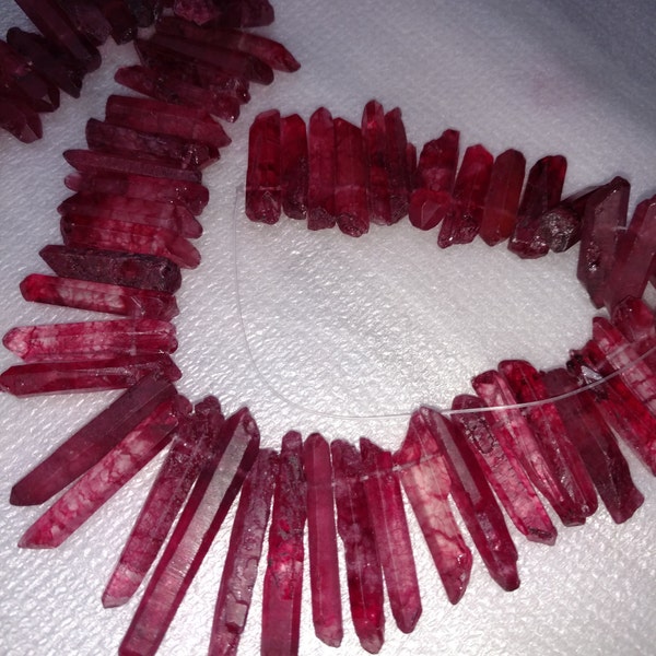 Frosted Red Quartz Crystal Spike Beads Crystal Points Raw Quartz Long ...