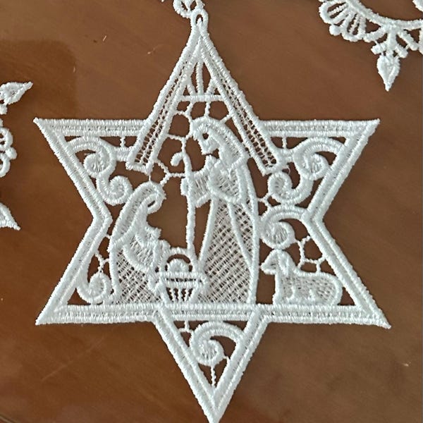 FSL Nativity Ornament Star - Free Standing Lace Machine Embroidery ...