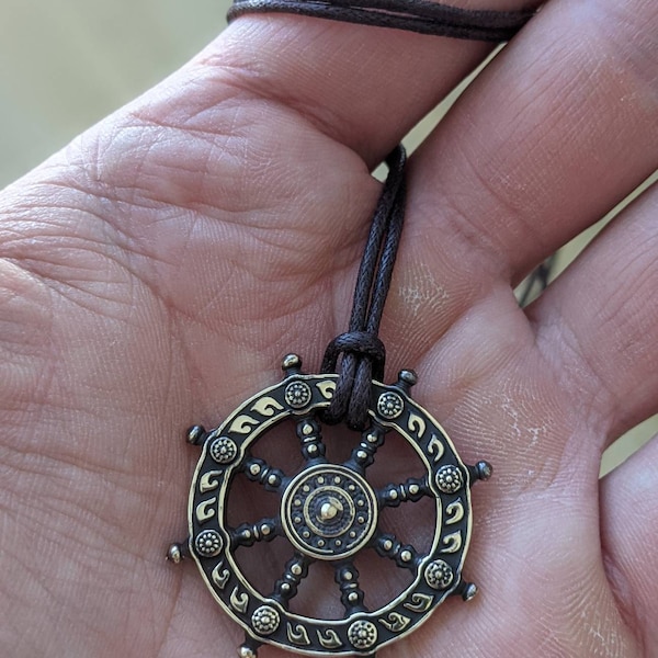 Dharma Pendant Wheel of Life Samsara Bronze Amulet Buddhist Talisman ...