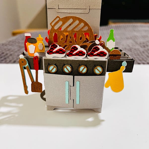 Pop-up Grill Card | SVG, DXF, EPS 3D Card Cut File | Cricut Silhouette ...