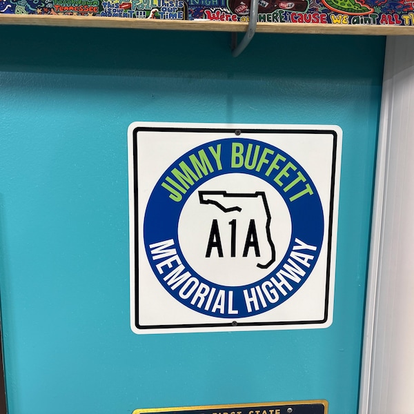 Jimmy Buffett Memorial, A1A Highway Sign Florida: Coastal Décor, Mile 0 ...