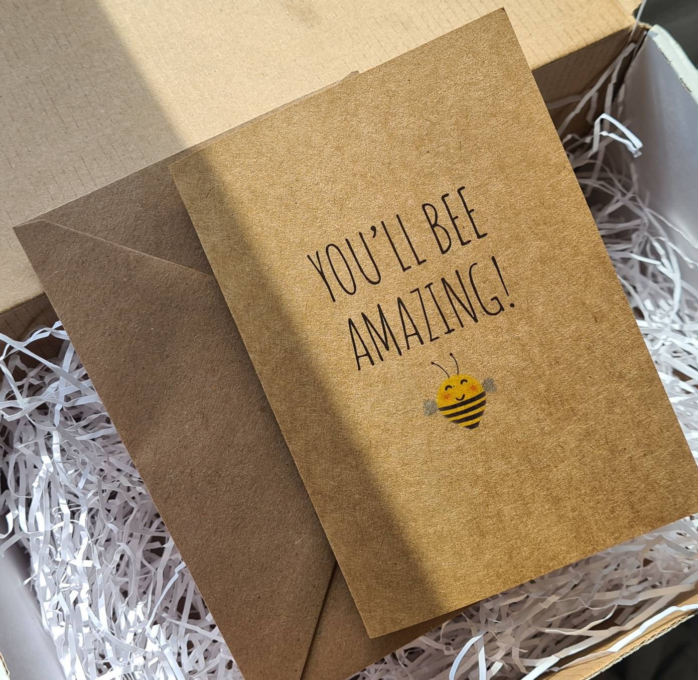 You'll Bee Amazing Good Luck Card / Rustic Bumble Bee | Etsy