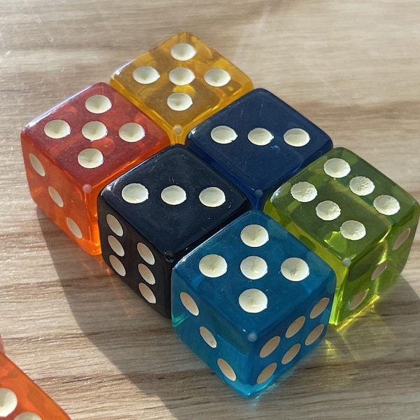 Lot of Colored Dice, 16mm, Rainbow Transparent Dice, Extra Board Game ...