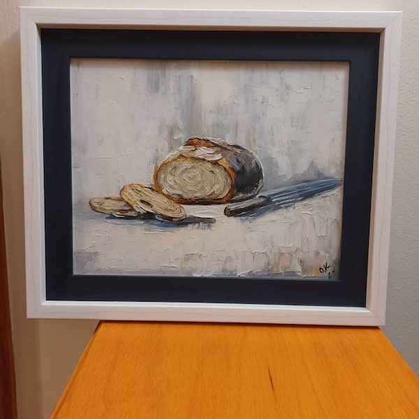 Small Still Life Oil Painting Sourdough Bread Original Art French ...